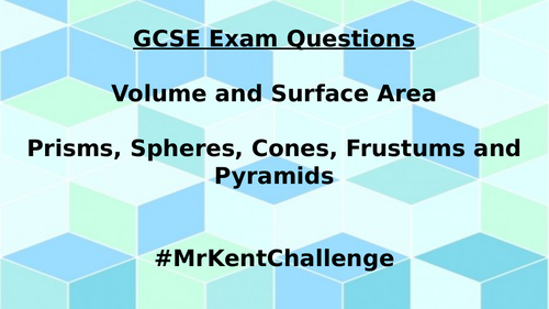 Volume and Surface Area GCSE Questions Differentiated Bronze Silver ...