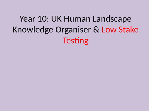 Do Now/Low Stake Testing GCSE Geography | Teaching Resources