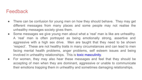 Toxic Masculinity Form Time PSHE | Teaching Resources