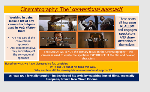 PULP FICTION - Experimental CINEMATOGRAPHY [full lesson and assessment ...