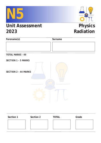 N5 Key Area Assessment: Radiation ('23) | Teaching Resources