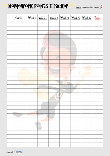Year 6 Homework Grid Heroes (Full Scheme, 6 x Homework Grids ...