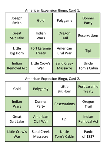 GCSE American West Expansion BINGO - up to 32 players | Teaching Resources