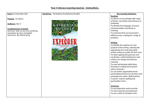The Explorer 3 week instruction writing journey. | Teaching Resources