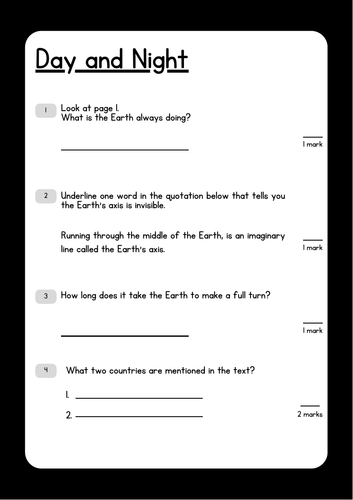 Year 5 Science Space Reading Comprehension with mark scheme | Teaching ...
