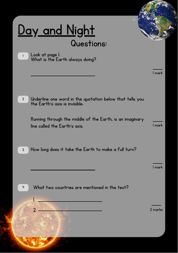 Year 5 Science Space Reading Comprehension with mark scheme | Teaching ...