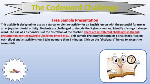 Sample Codeword Challenge | Teaching Resources