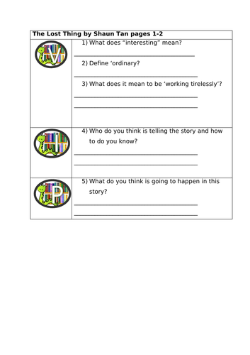 Reading VIPERS The Lost Thing by Shaun Tan | Teaching Resources