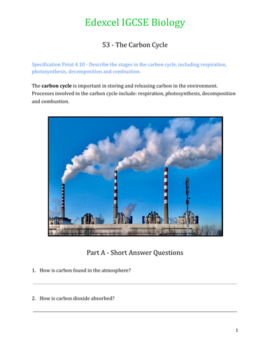Edexcel IGCSE Biology Worksheets Chapter 6 - Ecology and the ...