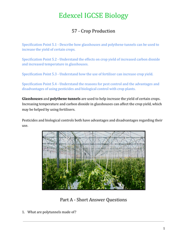 Edexcel IGCSE Biology Worksheets Chapter 7 - Use of Biological ...