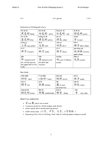 GCSE Chinese Full Lesson Plan Pack-Shopping | Teaching Resources