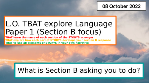 AQA LANGUAGE PAPER 1 SECTION B LESSONS | Teaching Resources