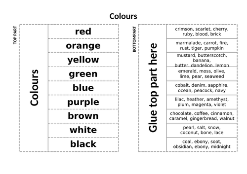 Colour synonym flip book | Teaching Resources