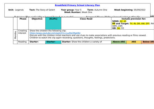 Year 5 legends planning | Teaching Resources