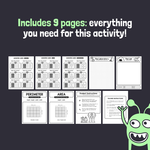 Area & Perimeter Monsters, | Halloween Math Center, Area & Perimeter ...