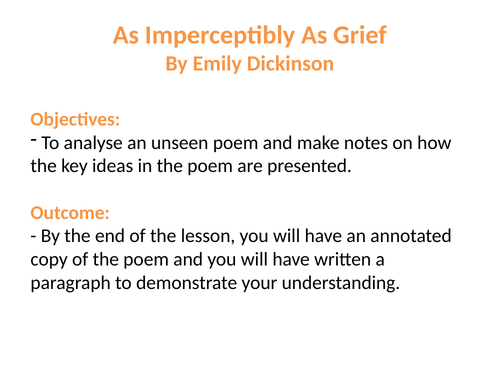 As Imperceptibly as Grief GCSE PPT | Teaching Resources