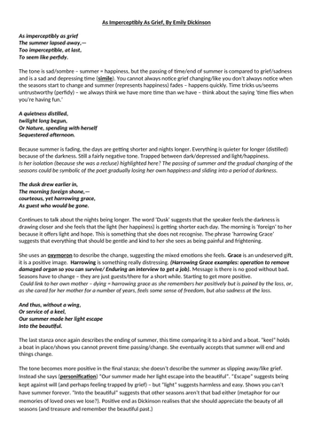 As Imperceptibly as Grief GCSE PPT | Teaching Resources