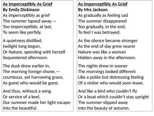 As Imperceptibly as Grief GCSE PPT | Teaching Resources