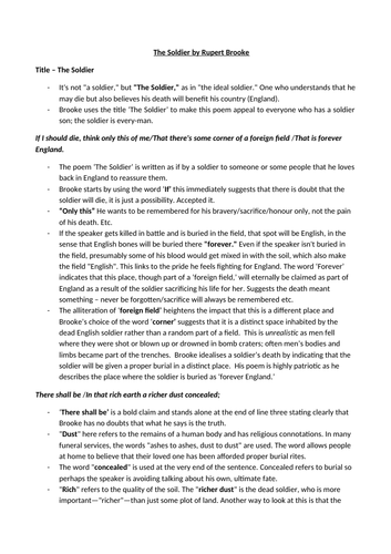 The Soldier Gcse Ppt Teaching Resources