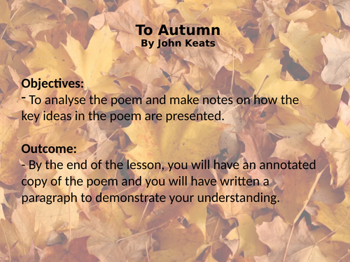 To Autumn GCSE PPT | Teaching Resources