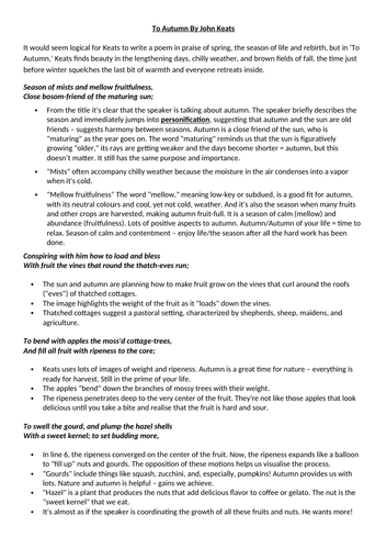 To Autumn GCSE PPT | Teaching Resources