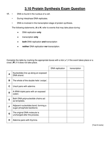 AQA Protein synthesis | Teaching Resources