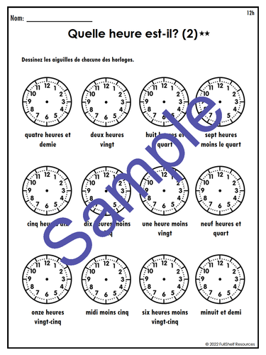 Telling the Time in French Worksheets | Teaching Resources
