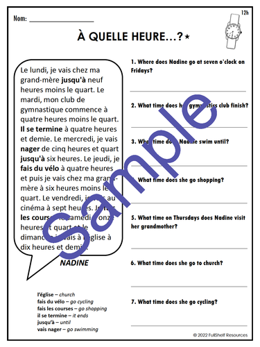 Telling the Time in French Worksheets | Teaching Resources