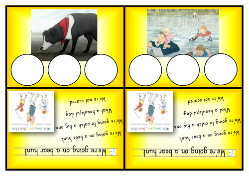 We're going on a bear hunt - phonics CVC milk bottle top match to ...
