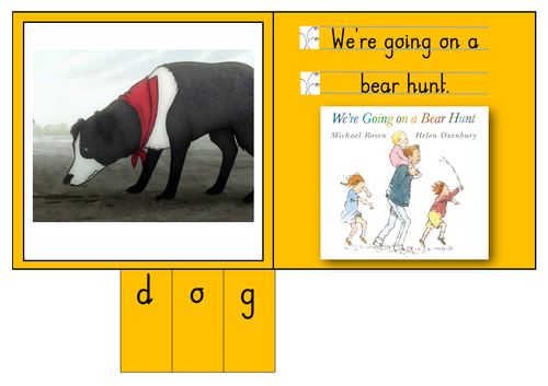 We're going on a bear hunt - split pin CVC word match to pictures ...