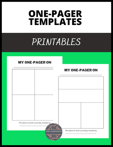 One-Pager Templates/Summary/Graphic Organizers | Teaching Resources