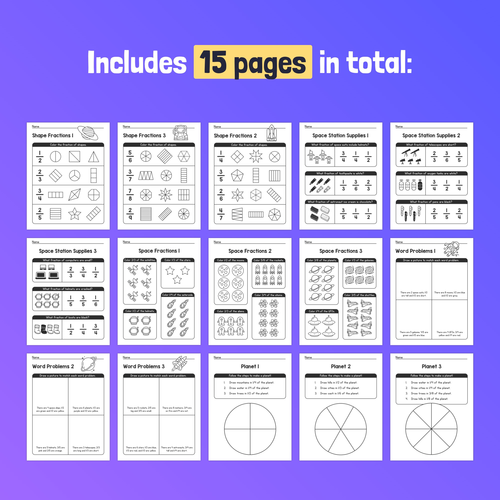 Beginner Fractions Worksheets | 3rd Grade Fraction Activities, Outer ...