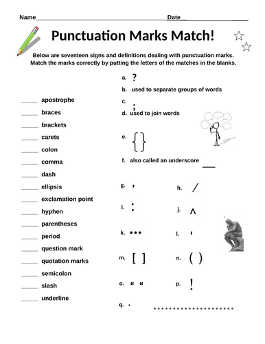 Punctuation Marks Match | Teaching Resources