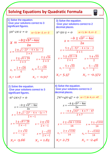 Complete lesson: Using Quadratic Formula to solve quadratic equations ...