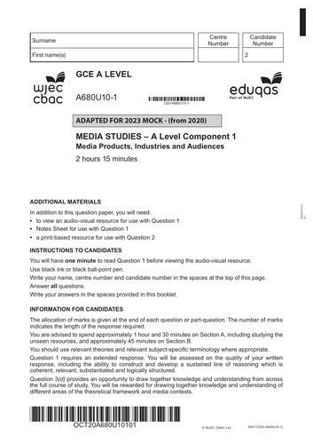 Eduqas Media A level Past Papers - Adapted for 2023 Mock - Component 1 ... Eduqas Media A level Past Papers - Adapted for 2023 Mock - Component 1 ...