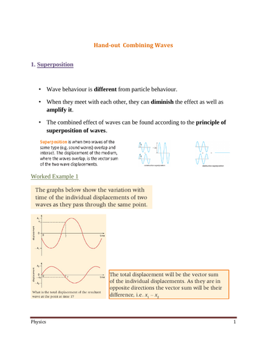 A Level Combining Waves | Teaching Resources