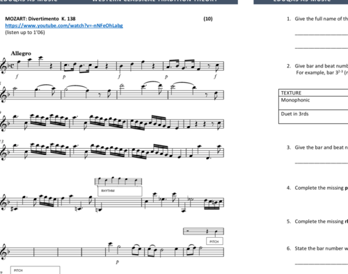 EDUQAS As Music - Dictation and General Musicianship | Teaching Resources