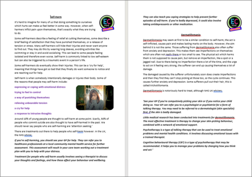 Self-Harm | Teaching Resources