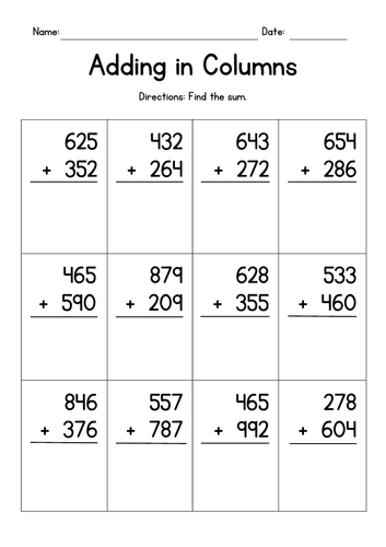 Adding 3-Digit Numbers in Columns (with regrouping) | Teaching Resources Adding 3-Digit Numbers in Columns (with regrouping) | Teaching Resources