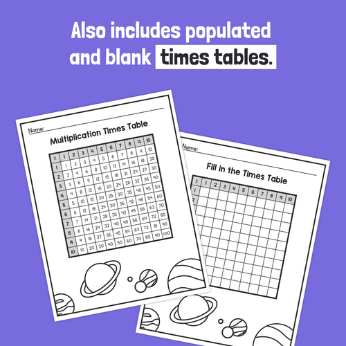 Times Tables Worksheets | 1-10 Multiplication Facts Activity, Outer ...