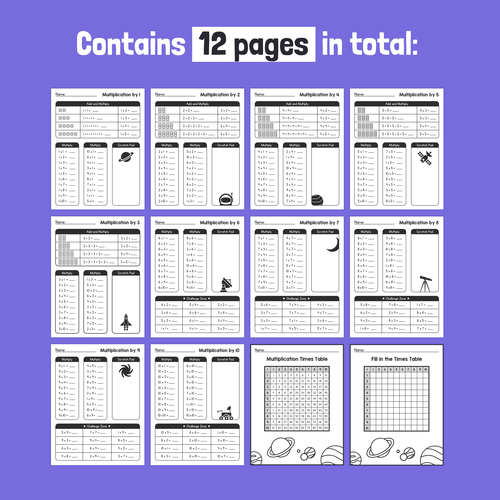 Times Tables Worksheets | 1-10 Multiplication Facts Activity, Outer ...