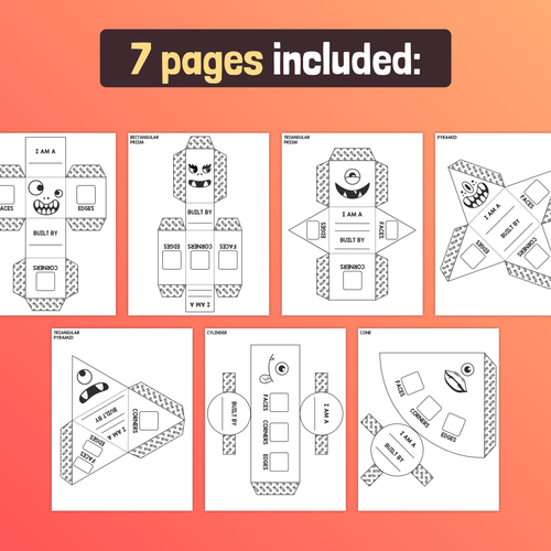 Halloween 3D Shape Nets Activity | Cutout 3D Shapes Craft, Halloween ...