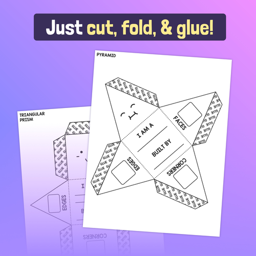 Cute 3D Shape Nets Activity | Cutout 3D Shapes Craft, No Prep Geometry ...