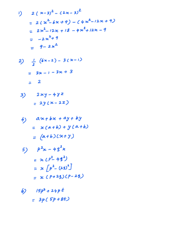 Year 9-Worksheet-Algebraic expressions-Questions and worked Solutions ...
