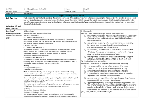 Chinese Cinderella Novel Unit Plan & Assessments | Teaching Resources