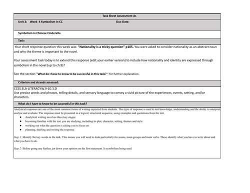 Chinese Cinderella Novel Unit Plan & Assessments | Teaching Resources