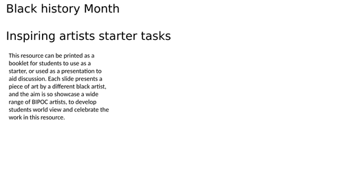 Black History Month Art starter Pack | Teaching Resources