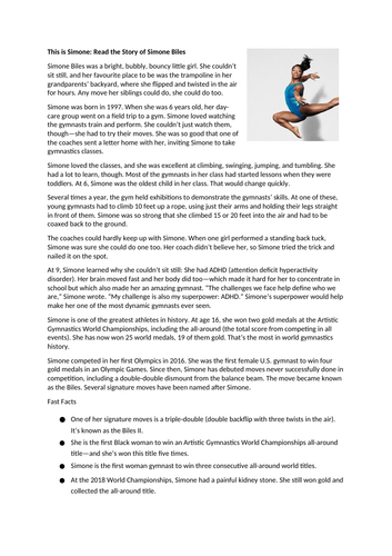 Simone Biles/ Piers Morgan. Identify viewpoint. One off/ cover lesson ...