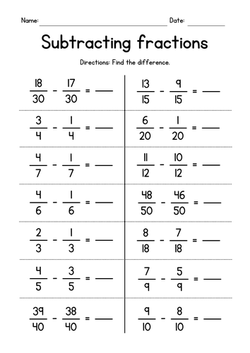 Adding & Subtracting Fractions and Mixed Numbers Worksheets BUNDLE ...