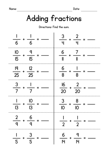 Working With Fractions Worksheets Easy Fraction Practice Intro Level